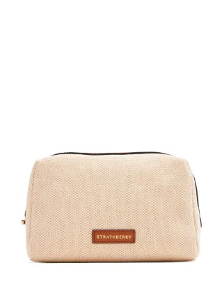 Strathberry logo-patch Clutch Bag | Neutrals | FARFETCH