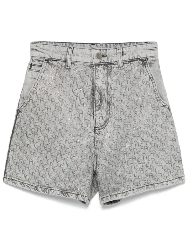 Emporio Armani Short En Jean a Motif Monogramme Gris FARFETCH FR