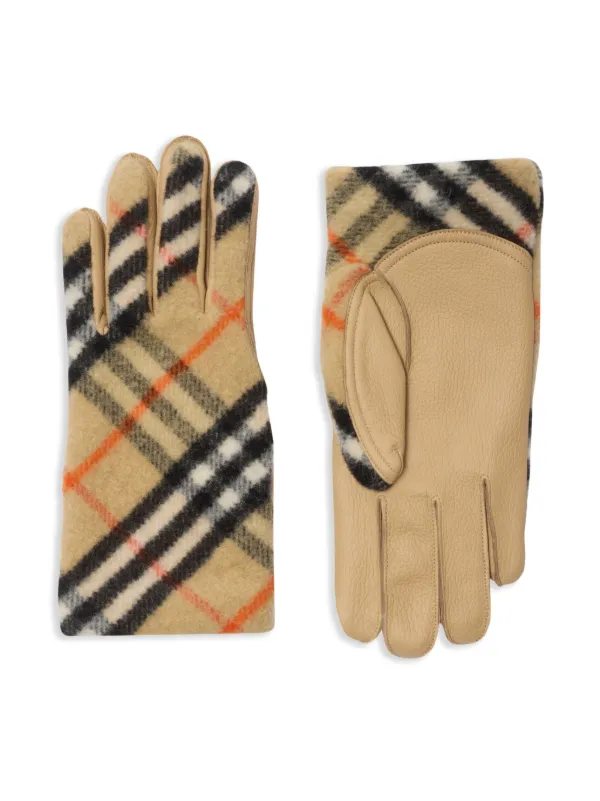Burberry Check Wool Gloves Neutrals FARFETCH BE