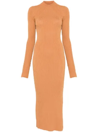 Patrizia Pepe Ribbed Midi Dress | Brown | FARFETCH
