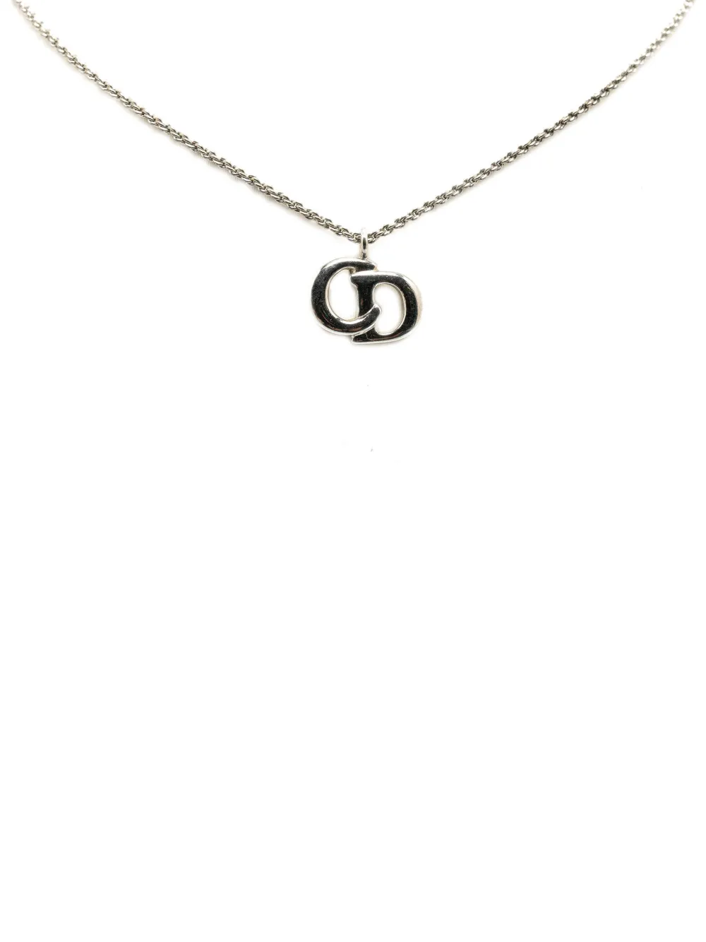 Christian Dior Pre-Owned 20th Century Silver CD Costume Necklace ...