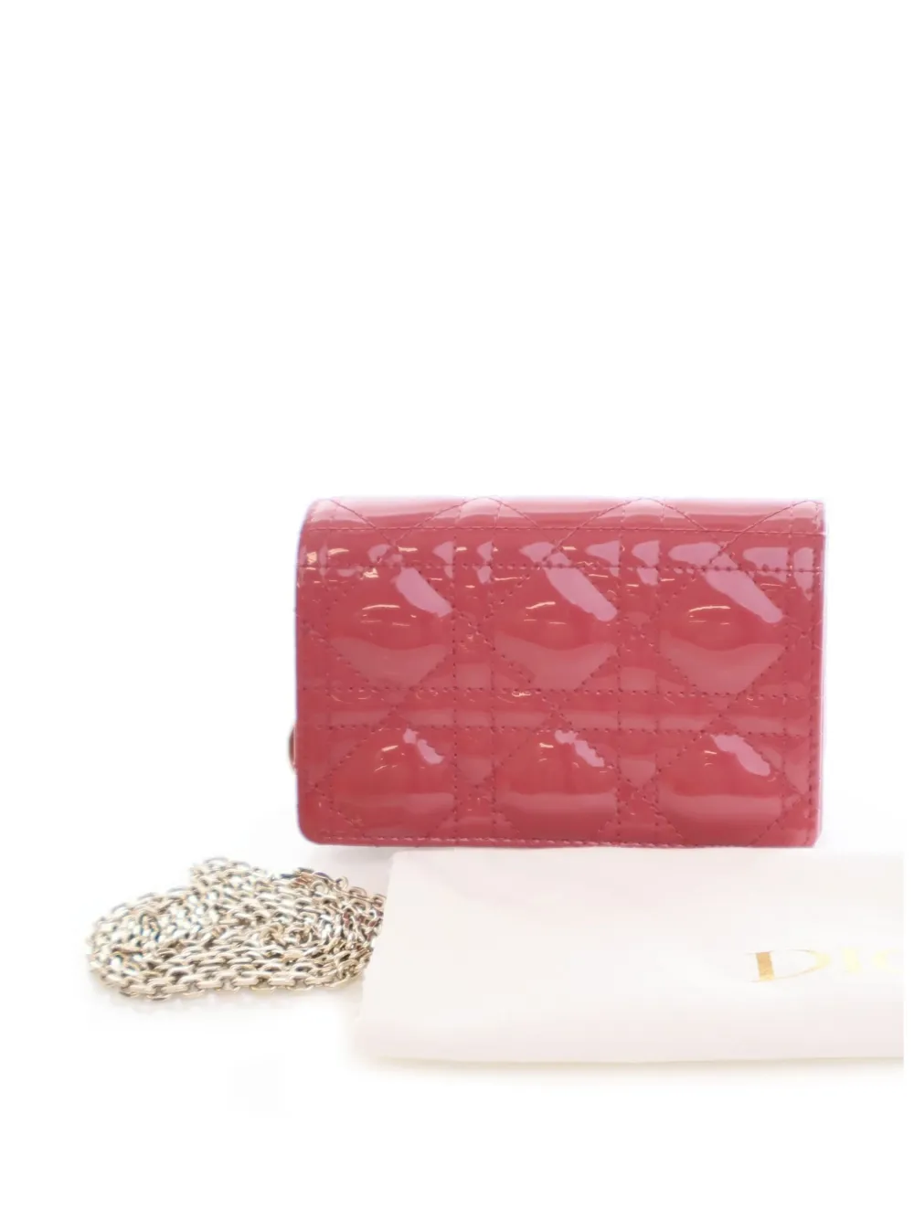 Christian Dior Pre-Owned 2021 Nano Patent Cannage Lady Dior Chain Pouch ...