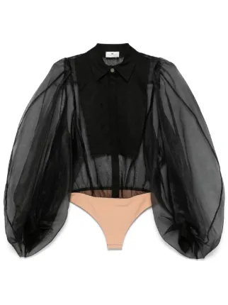 Elisabetta Franchi bodysuit-style Organza Shirt | Black | FARFETCH