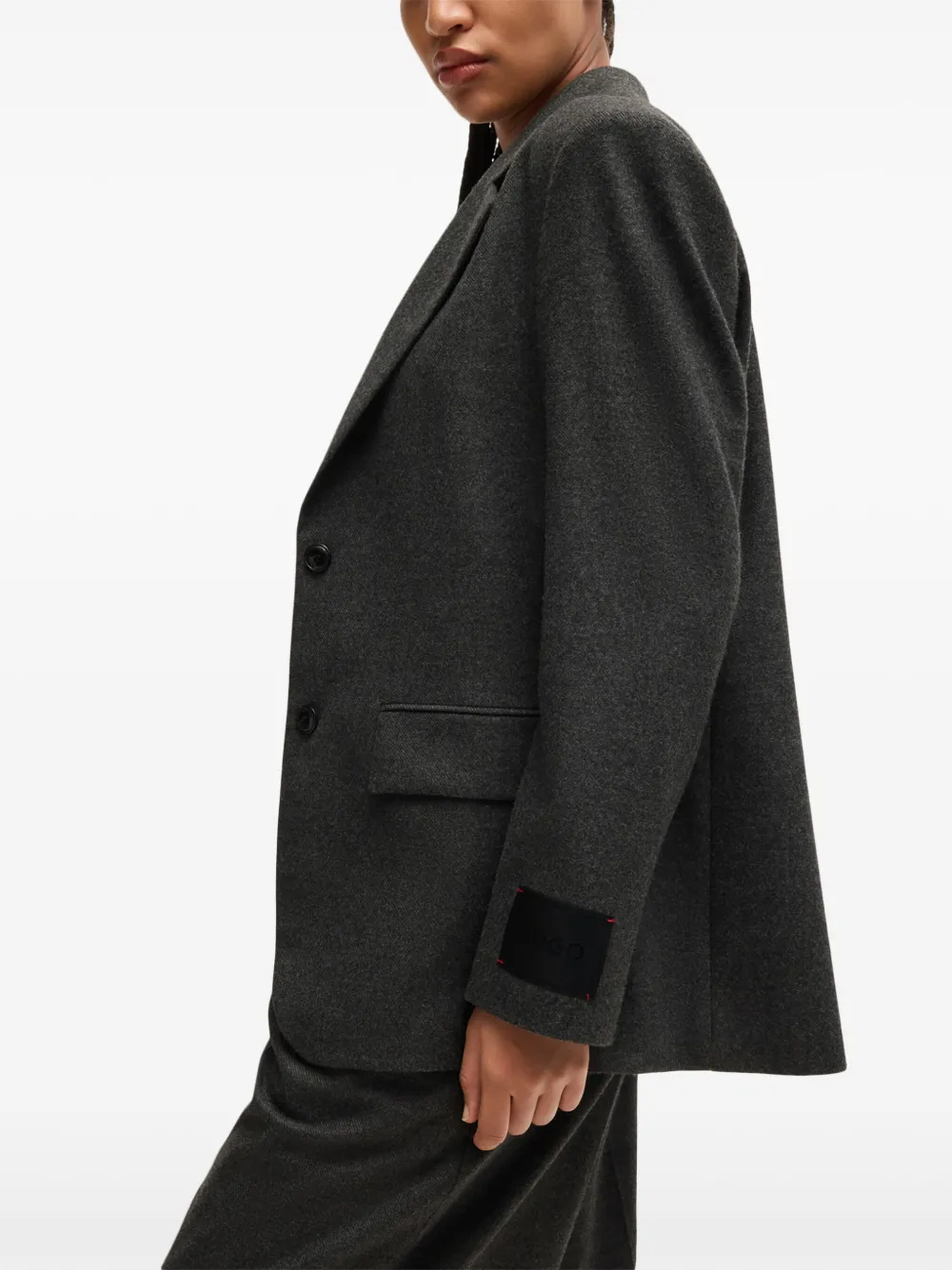 HUGO logo-patch Blazer | Grey | FARFETCH