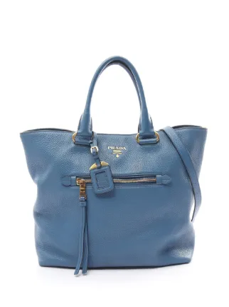 Prada Pre-Owned 2000 Vitello Daino two-way Handbag | Blue | FARFETCH