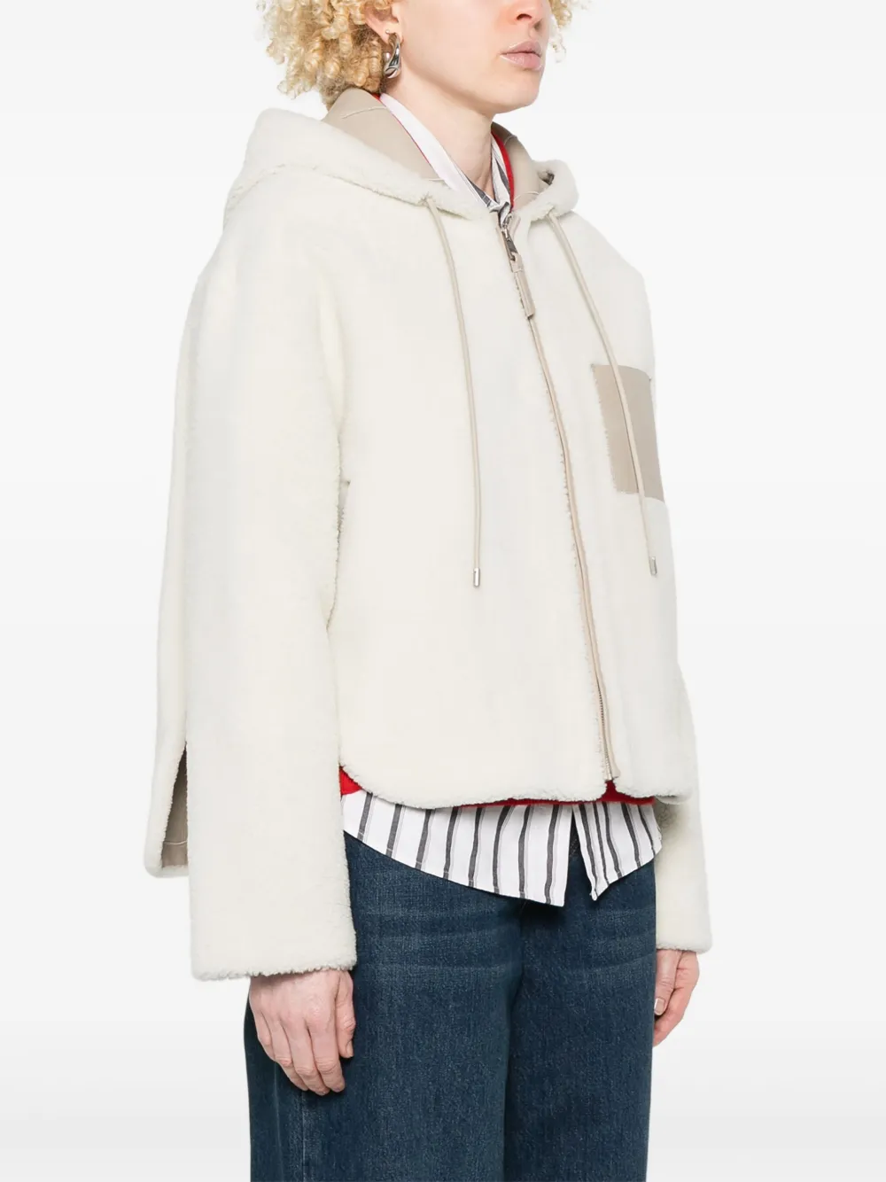 LOEWE Shearling Hooded Jacket | Neutrals | FARFETCH UK
