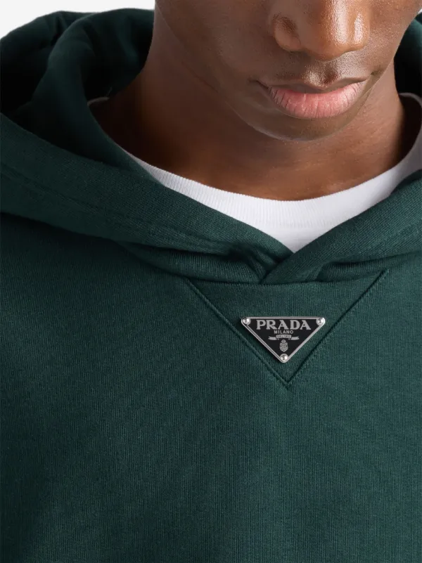 Prada triangle-logo Hoodie | Green | FARFETCH Prada triangle-logo Hoodie | Green | FARFETCH