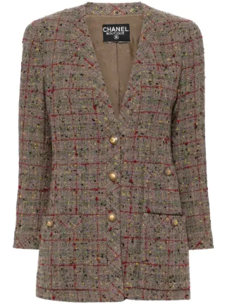 CHANEL Pre-Owned 1990-2000s Tweed Jacket | Neutrals | FARFETCH