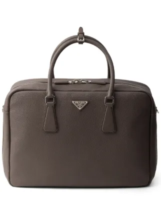 Prada Leather Work Bag | Grey | FARFETCH PH