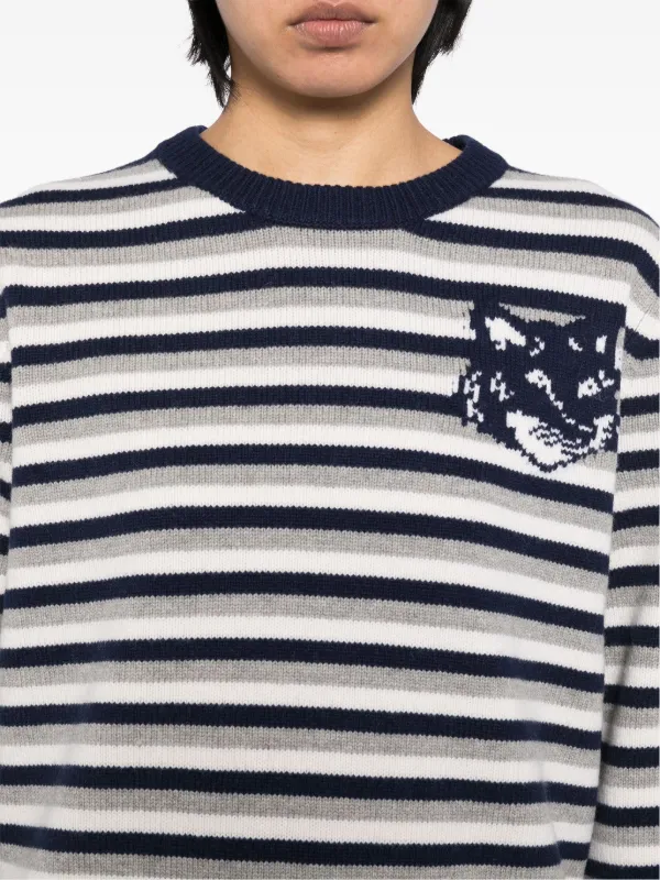 Maison Kitsuné フォックスインターシャ セーター | ブルー Maison Kitsuné フォックスインターシャ セーター | ブルー