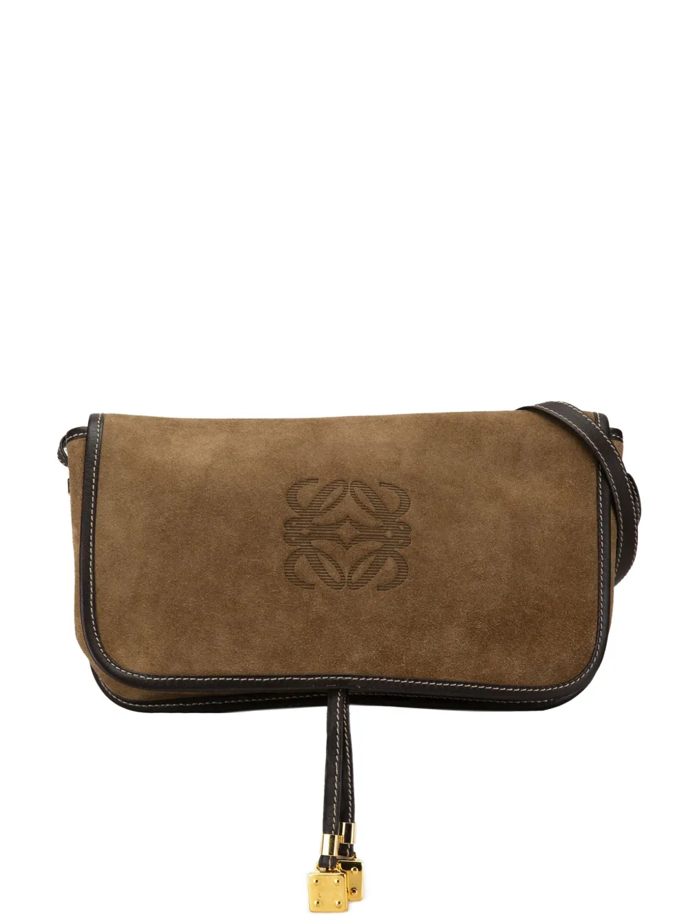 Pre-owned Loewe 20th Century Anagram Suede Flap Crossbody Bag In Brown ...