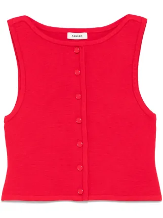 SANDRO Cropped Tank Top | Red | FARFETCH