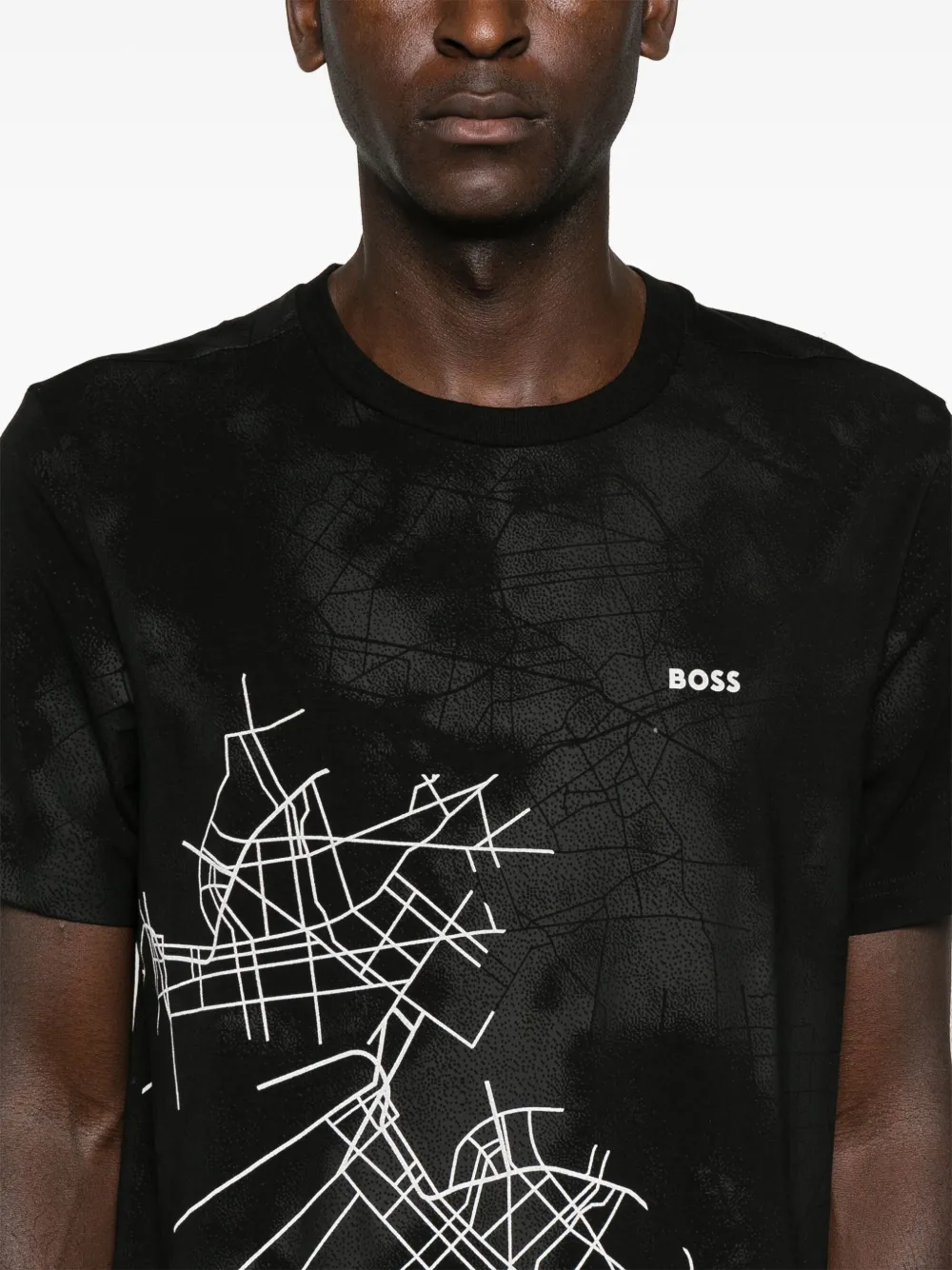 BOSS reflective-print T-shirt | Black | FARFETCH