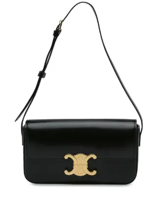 Celine Pre Owned 2021 Shiny Calfskin Claude Shoulder Bag Black FARFETCH CA