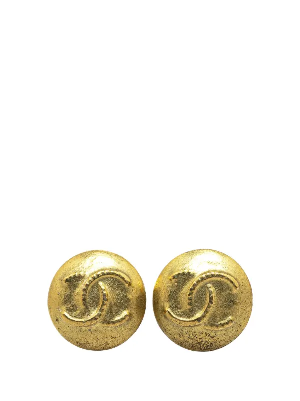 CHANEL Pre Owned 1995 Gold Plated CC Clip On Costume Earrings Gold FARFETCH JO