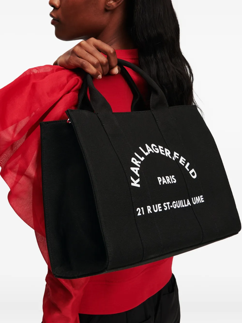 Karl Lagerfeld Medium Rue St-Guillaume Square Tote Bag | Black ...