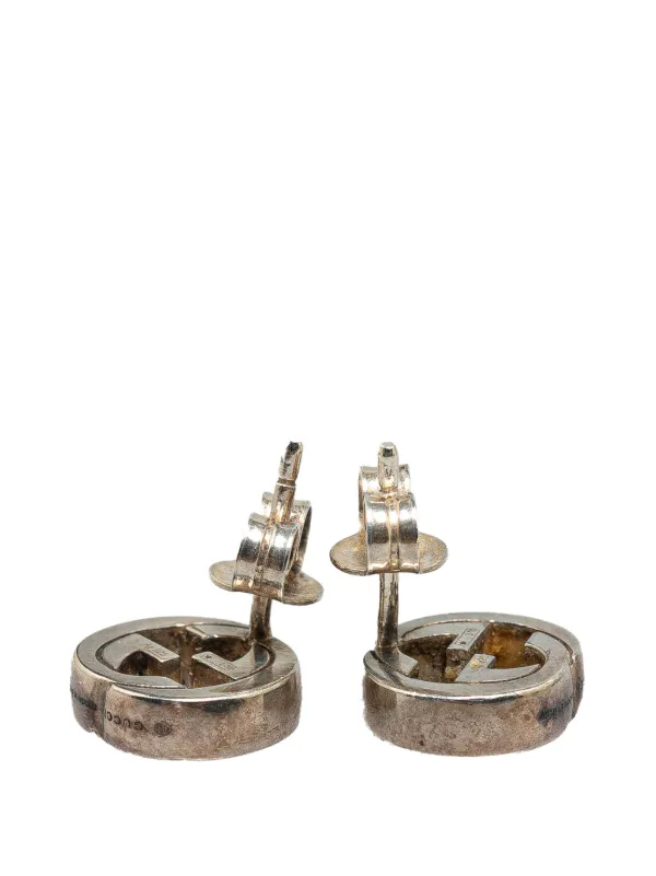Gucci Pre Owned 20th Century Sterling Silver Interlocking G Push Back Costume Earrings Silver FARFETCH