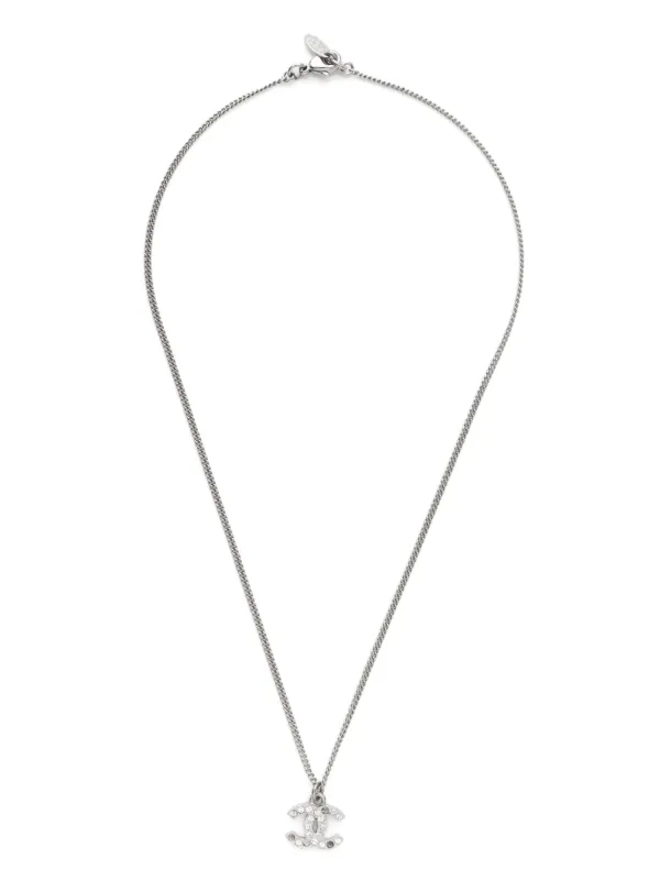 Chanel silver cc necklace store