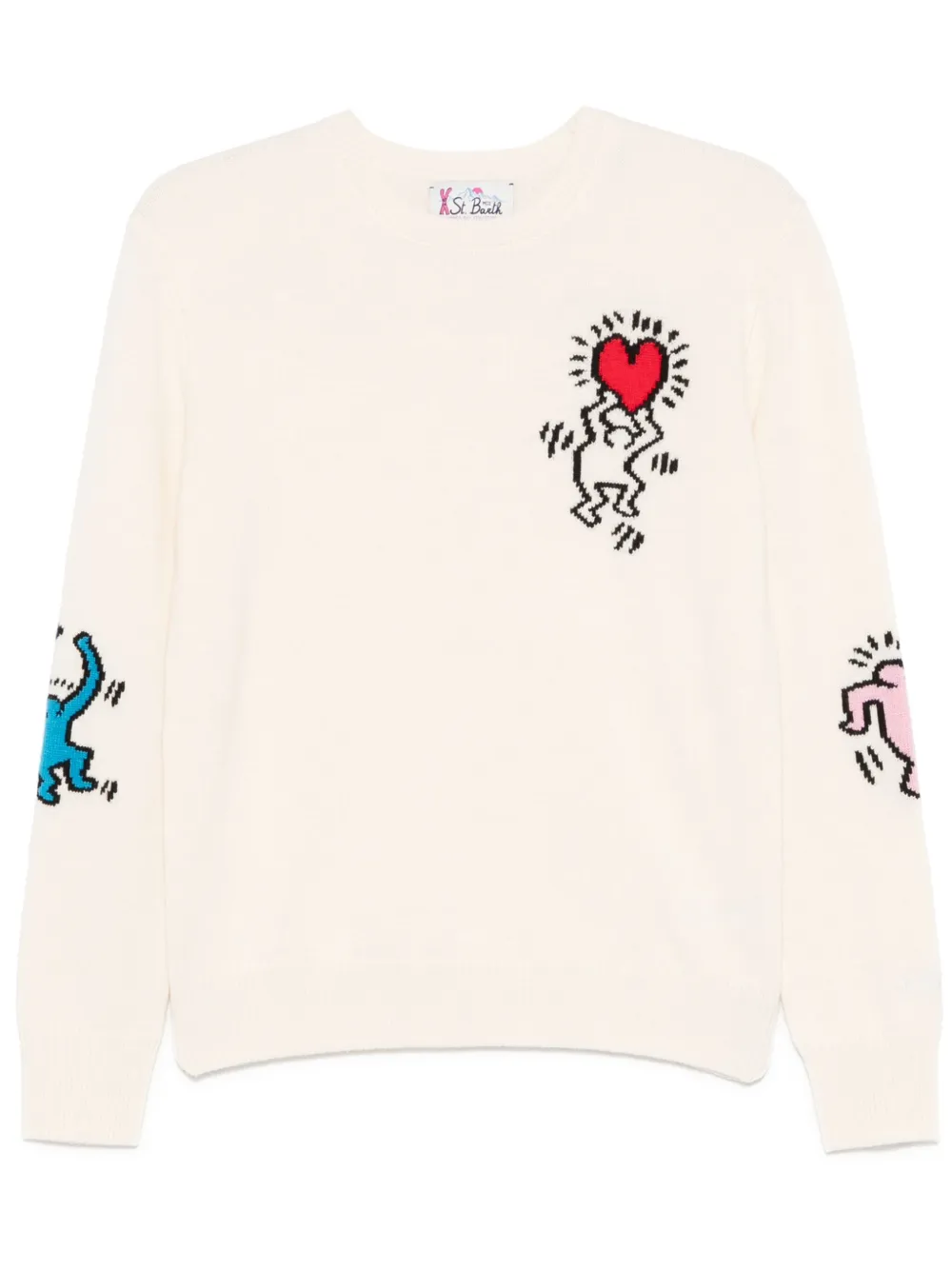 MC2 Saint Barth x Keith Haring logo-intarsia Sweater | Neutrals | FARFETCH