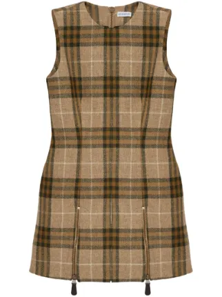 Burberry Checked Mini Dress Neutrals FARFETCH AM