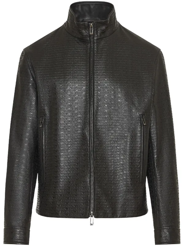 Emporio Armani Veste a Logo Embosse Noir FARFETCH FR