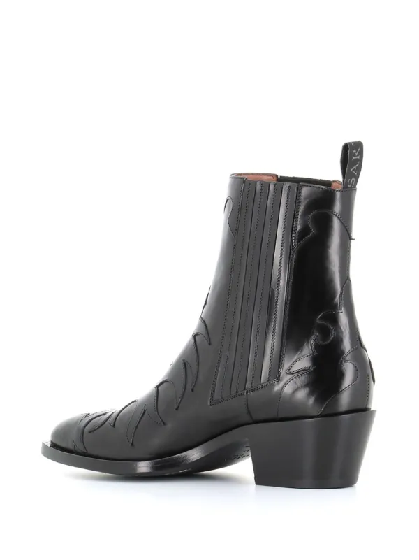 Sartore embossed detail Leather Ankle Boots Black FARFETCH UK