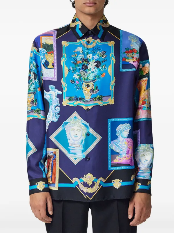Versace Gallery Silk Shirt | Blue | FARFETCH Versace Gallery Silk Shirt | Blue | FARFETCH