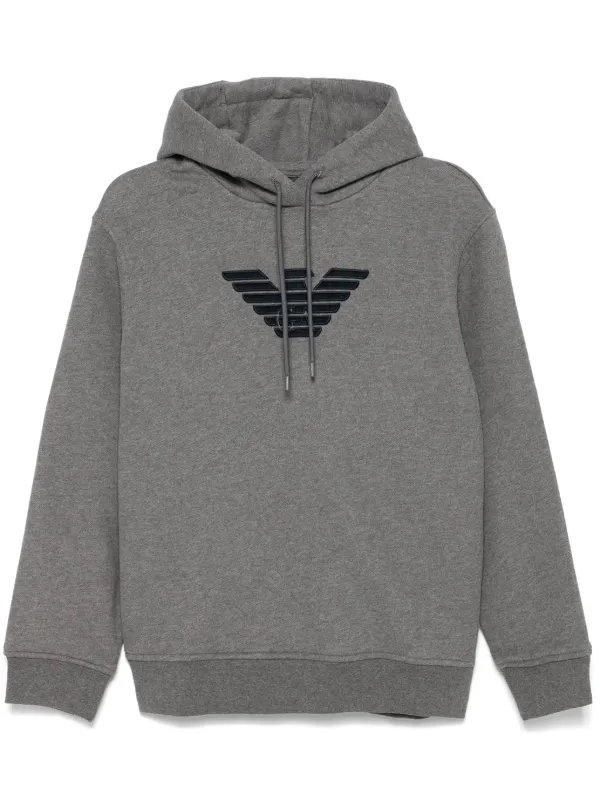 Emporio Armani logo embroidered Hoodie Grey FARFETCH