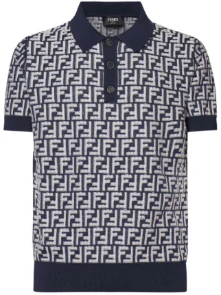 FENDI monogram-pattern Polo Shirt | Blue | FARFETCH