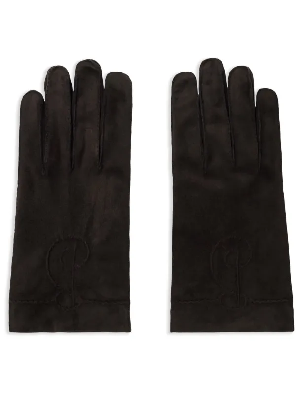 Burberry embroidered logo Suede Gloves Brown FARFETCH UK