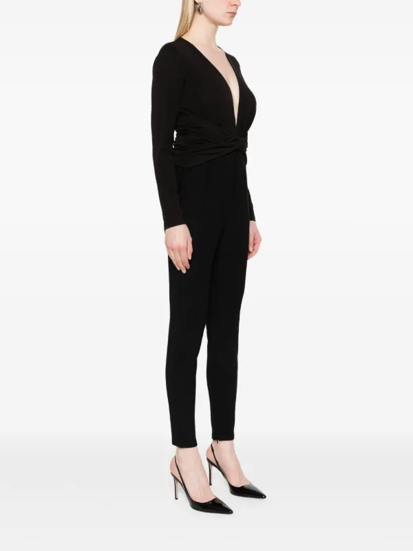 Michael Michael Kors gathered jersey jumpsuit women Elastane Recycled Viscose Recycled Polyester M Black