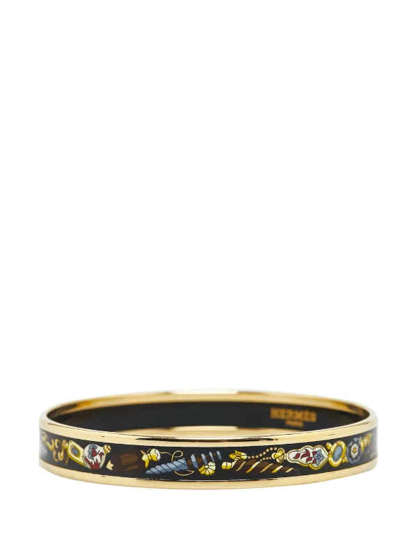Hermes Pre Owned 20th Century Narrow Enamel Cloisonne Bangle 65 Costume Bracelet Black FARFETCH AM