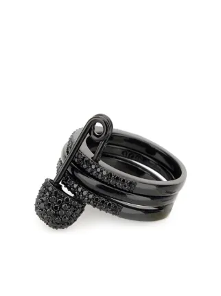 APM Monaco Safety Pin Ring | Black | FARFETCH