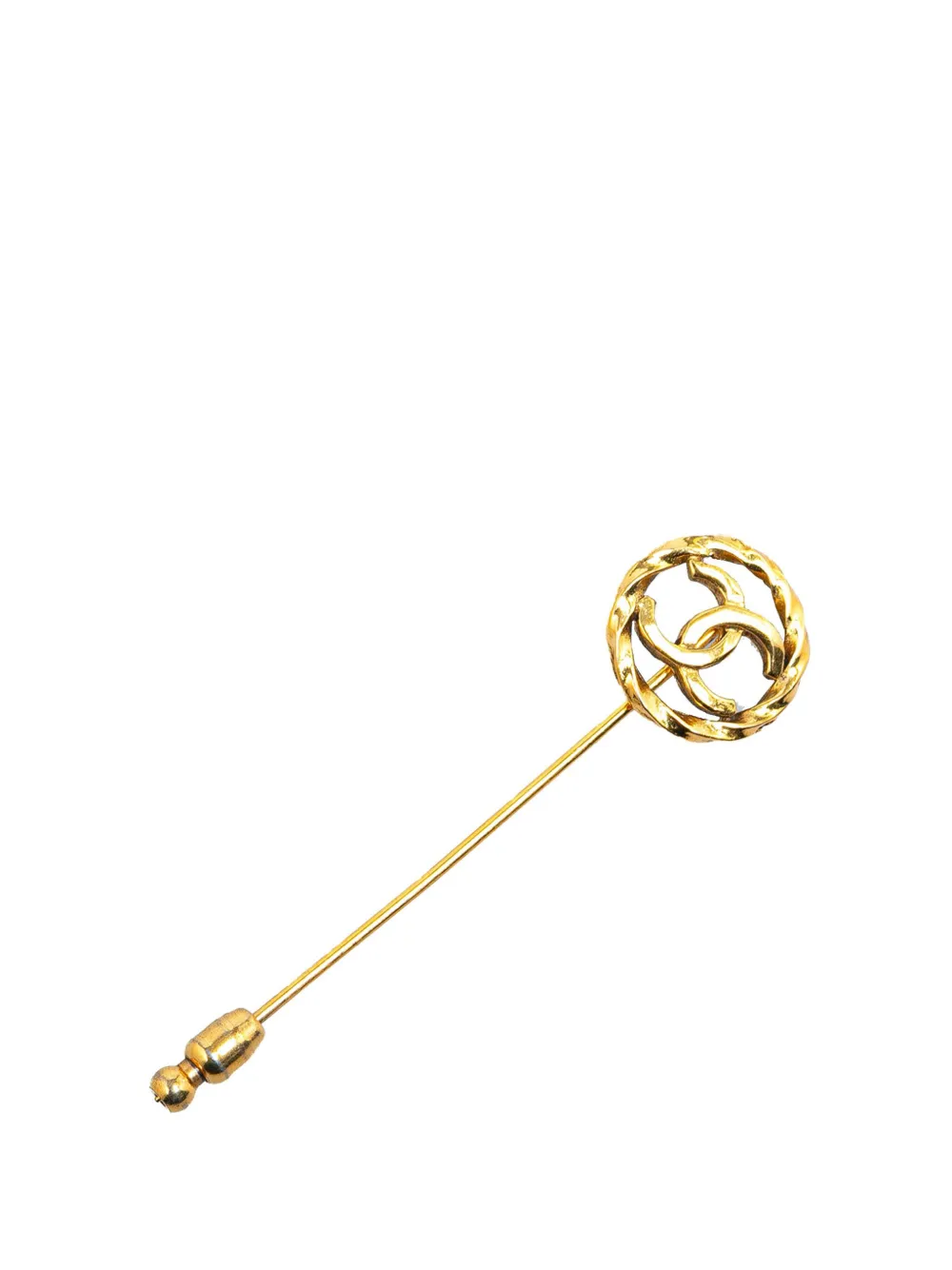CHANEL Pre-Owned 20th Century Gold Plated CC Pin Costume Brooch | Gold ...