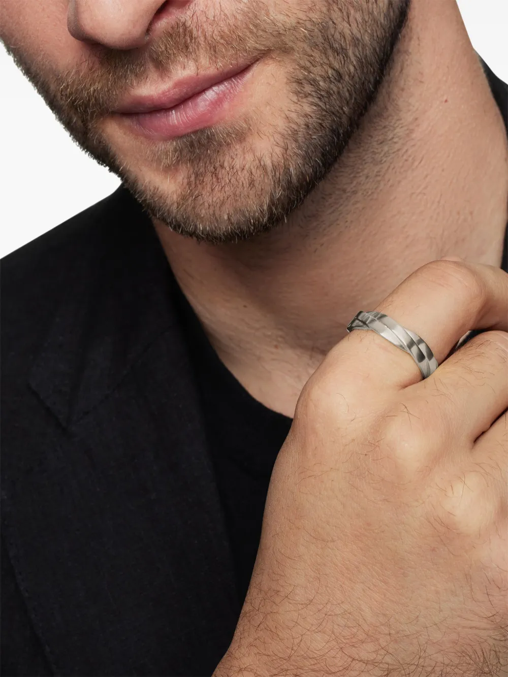 David Yurman Sterling Silver DY Helios Band Ring | Silver | FARFETCH