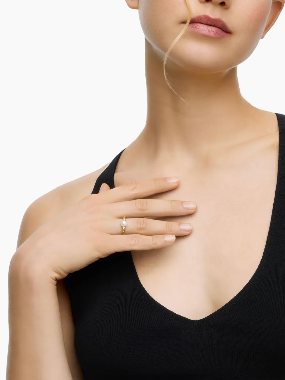 David Yurman Anello Petite Solari Station Ring In Oro Giallo 18kt Con Perle e Diamanti Oro FARFETCH IT