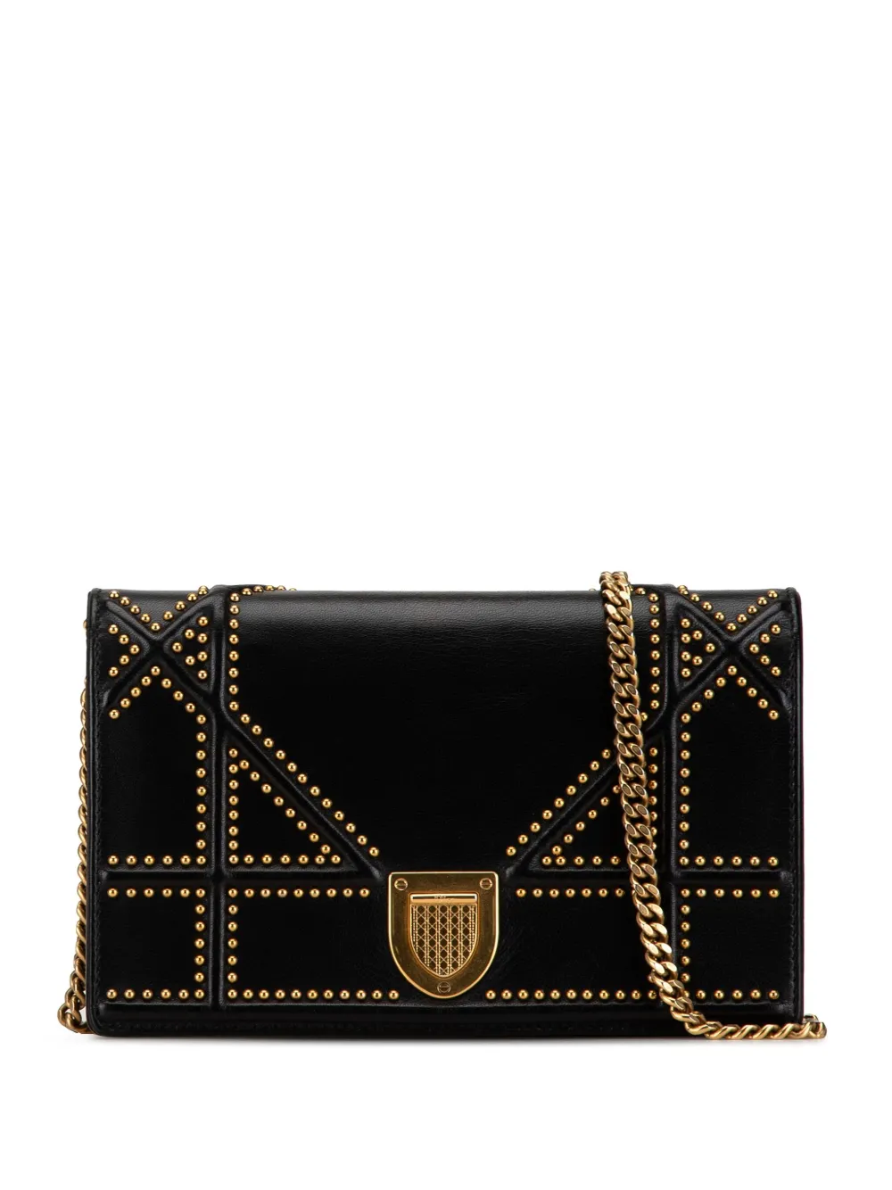 Christian Dior Pre-Owned 2017 Calfskin Studded Diorama Wallet On Chain ...