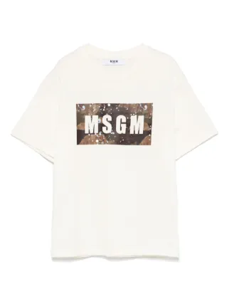 MSGM Kids 로고 프린트 티셔츠 | 뉴트럴 | FARFETCH KR