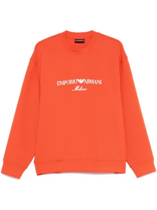 Emporio Armani logo-embroidered double-jersey Sweatshirt | Orange ...