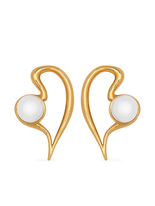 Oscar De La Renta Large Pearl Heart Earrings Gold FARFETCH