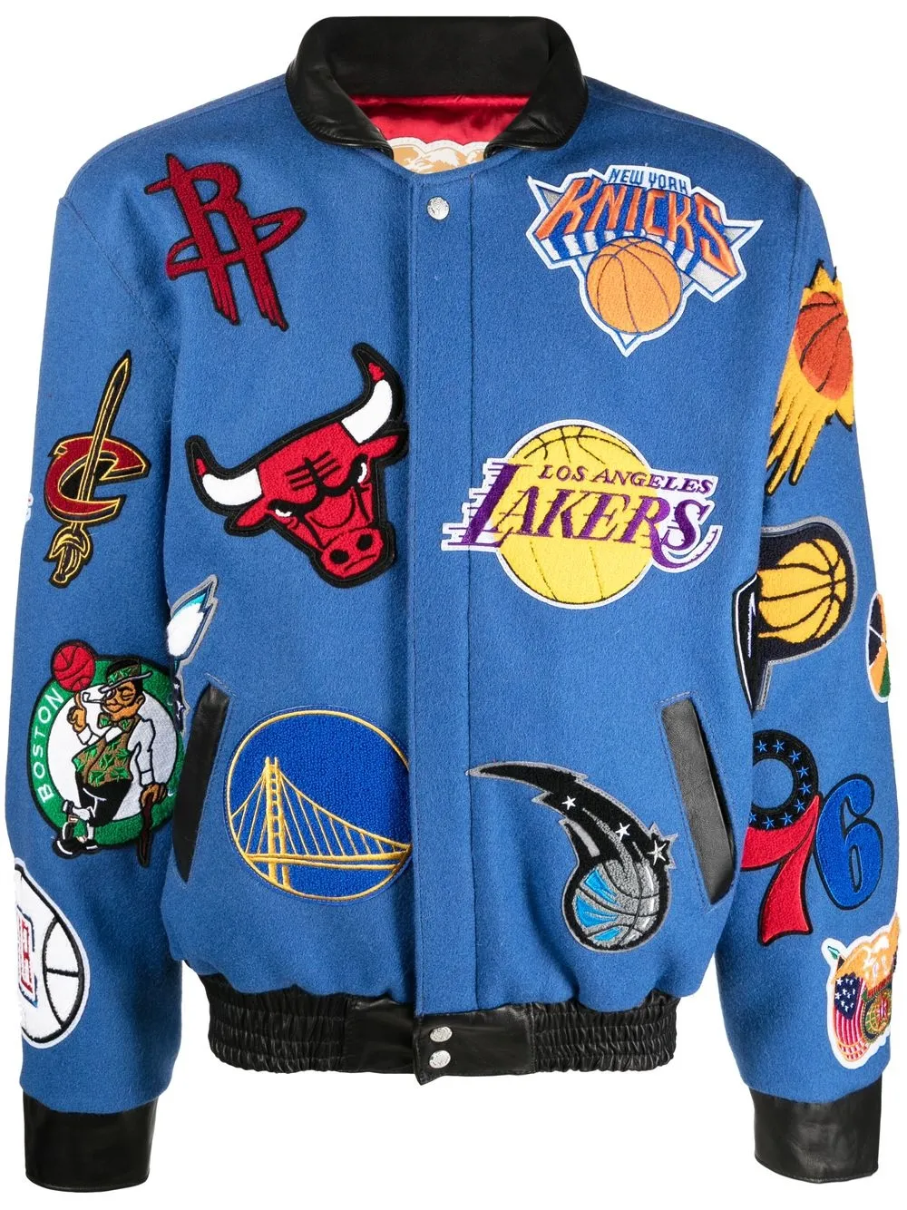 Jeff Hamilton NBA COLLAGE WOOL & LEATHER JACKET Blue "COLLAGE WOOL BLUE ...