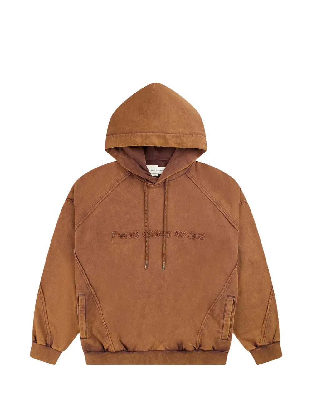 Feng Chen Wang washed-effect logo-embroidered Hoodie | ブラウン | FARFETCH JP