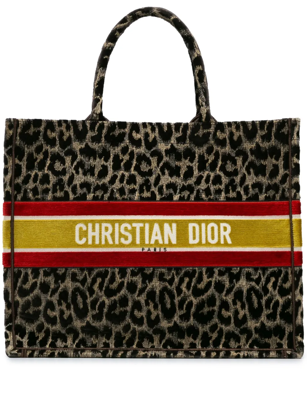 Christian Dior Pre-Owned 2020-2024 Large Velvet Mizza Leopard Book Tote ...
