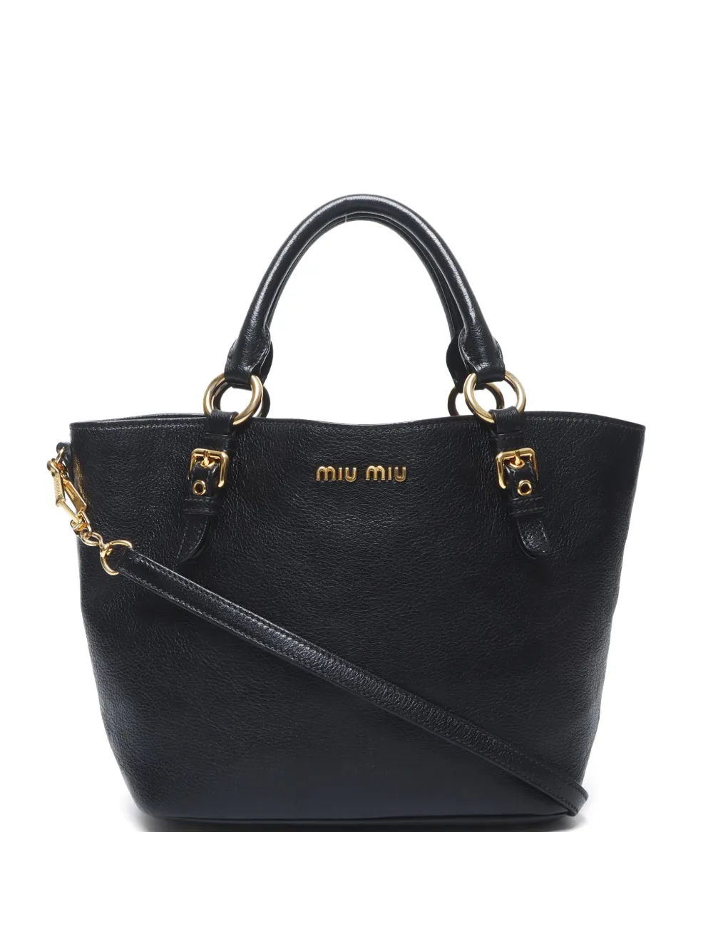 Miu Miu Pre-Owned logo-lettering Tote Bag | Black | FARFETCH UK