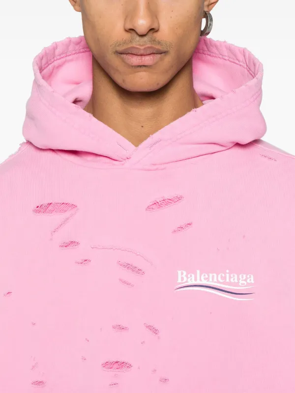 Balenciaga Political Campaign Hoodie | Pink | FARFETCH Balenciaga Political Campaign Hoodie | Pink | FARFETCH