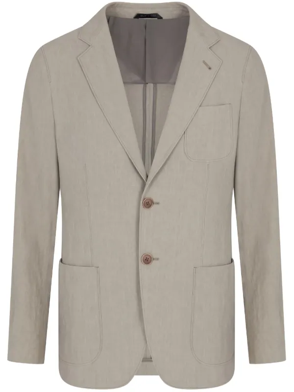 Giorgio Armani Linen Blazer Neutrals FARFETCH