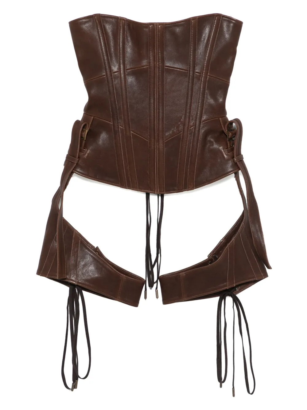 KNWLS detachable-chaps Leather Corset Top | Brown | FARFETCH AU