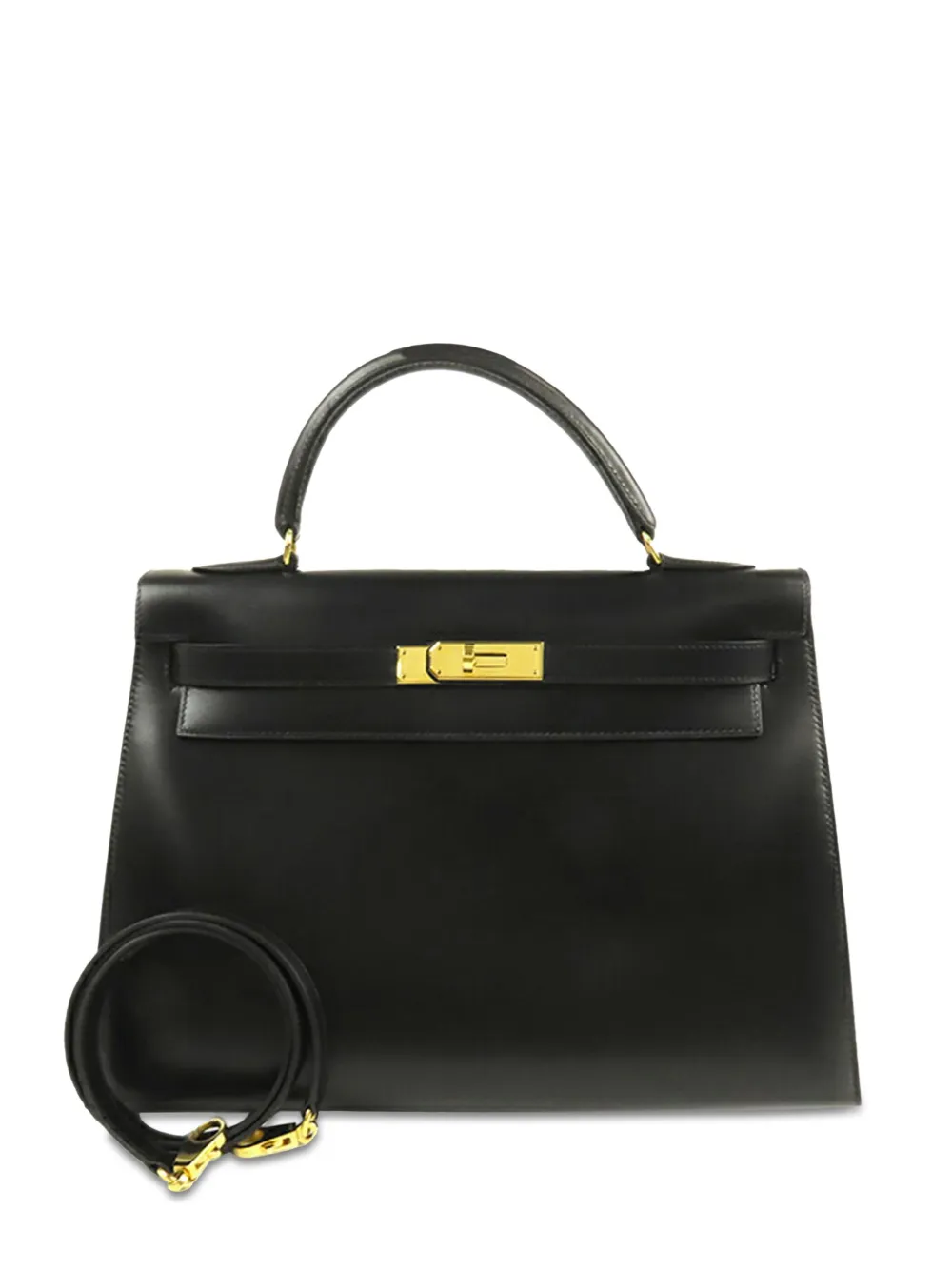 Hermès Pre-Owned 1996 Box Calf Kelly Sellier 32 Satchel | Black | FARFETCH