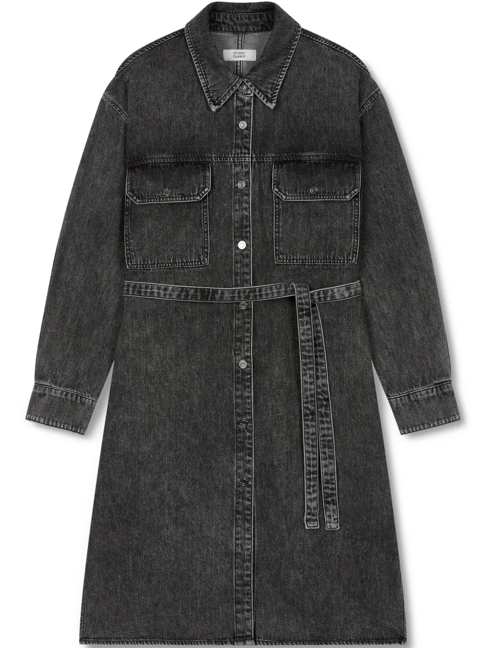 Studio Tomboy Denim Midi Dress In Black | ModeSens