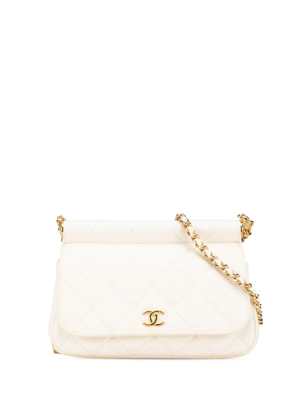 CHANEL Pre-Owned 2021-2024 Quilted Caviar Frame Flap Clutch With Chain ...